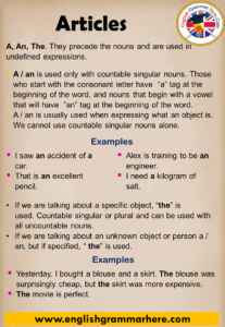 20 sentences using articles in English Archives - English Grammar Here