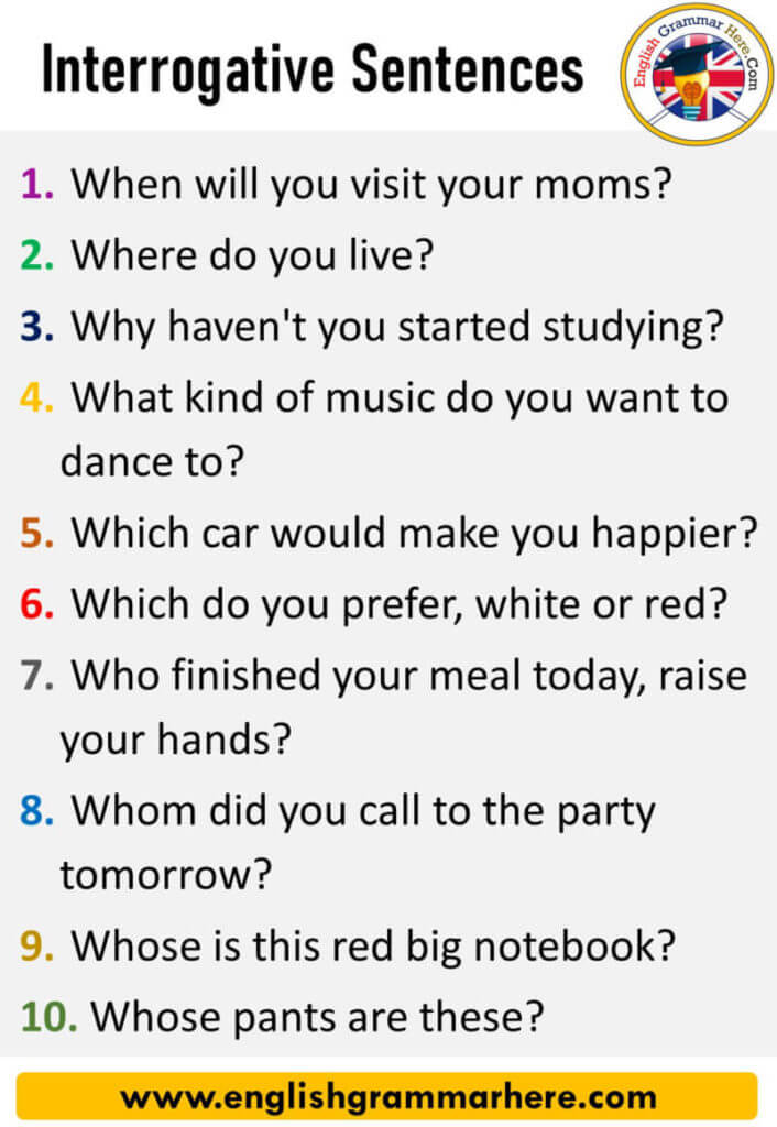 7 Interrogative Sentences Example Sentences ZOHAL