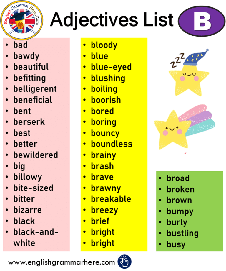 Adjectives That Start With B Adjectives List English Grammar Here Adjectives That Start With B Adjectives List English Grammar Here