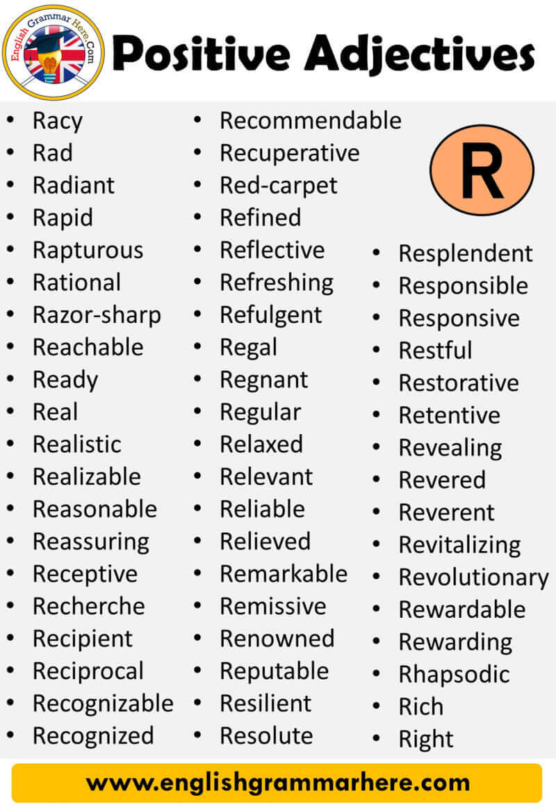 Positive Adjectives That Start With R English Grammar Here