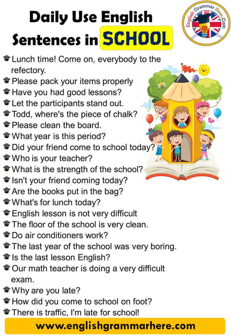 Daily Use English Sentences In School English Grammar Here