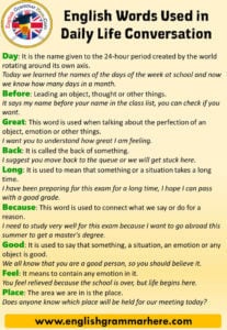 English Words Used in Daily Life Conversation - English Grammar Here