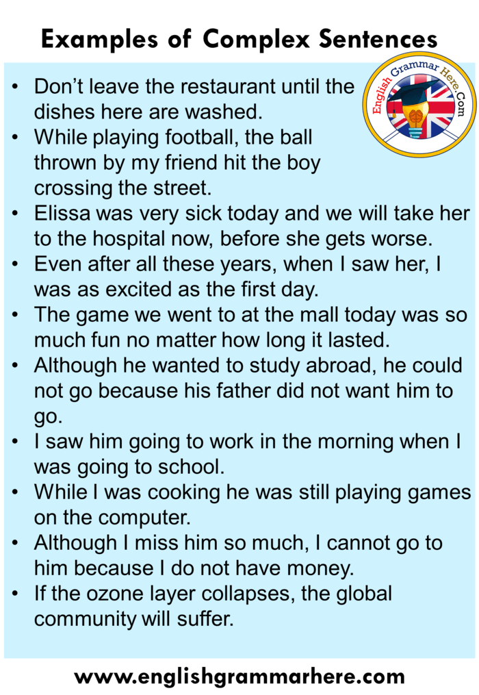 10 Examples Of Complex Sentences English Grammar Here