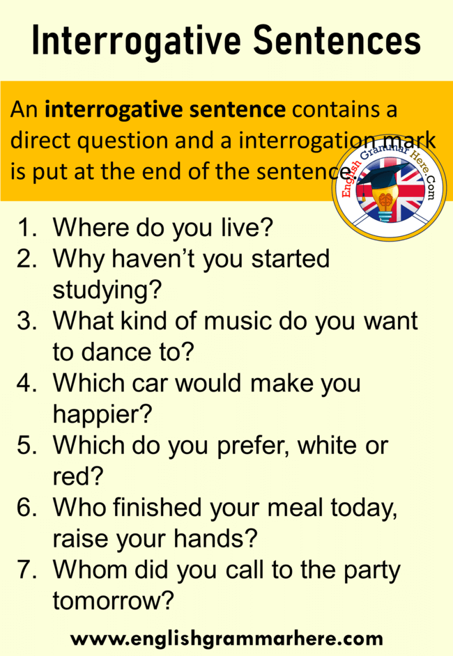 5 Example Of Interrogative Sentence In English English Grammar Here