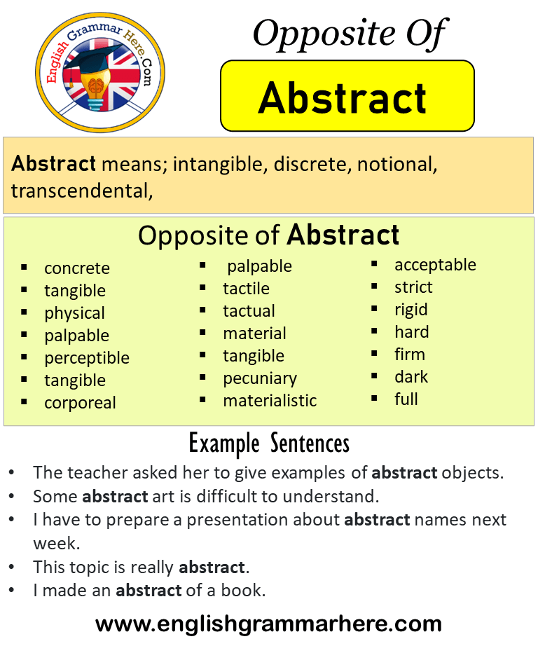 Opposite Of Abstract Antonyms Of Abstract Meaning And Example 