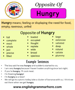 Opposite Of Hungry, Antonyms of Hungry, Meaning and Example Sentences ...