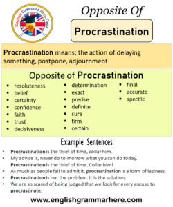 Opposite Of Procrastination, Antonyms of Procrastination, Meaning and ...