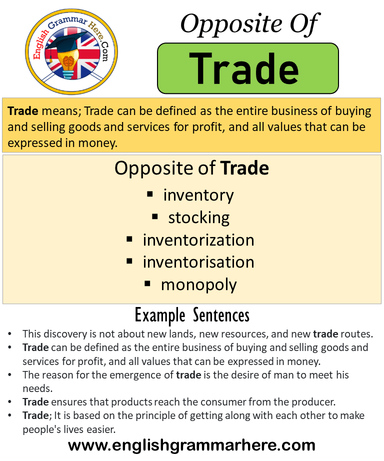 Opposite Of Trade Antonyms Of Trade Meaning And Example Sentences