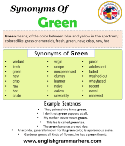 Synonyms Of Green, Green Synonyms Words List, Meaning and Example ...