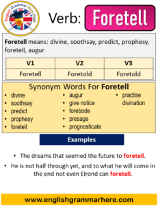 Foretell Past Simple in English, Simple Past Tense of Foretell, Past ...