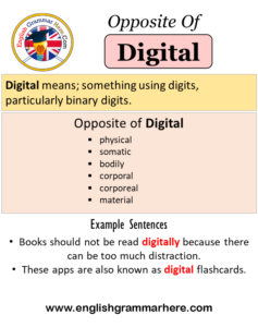 Opposite Of Digital, Antonyms of Digital, Meaning and Example Sentences ...