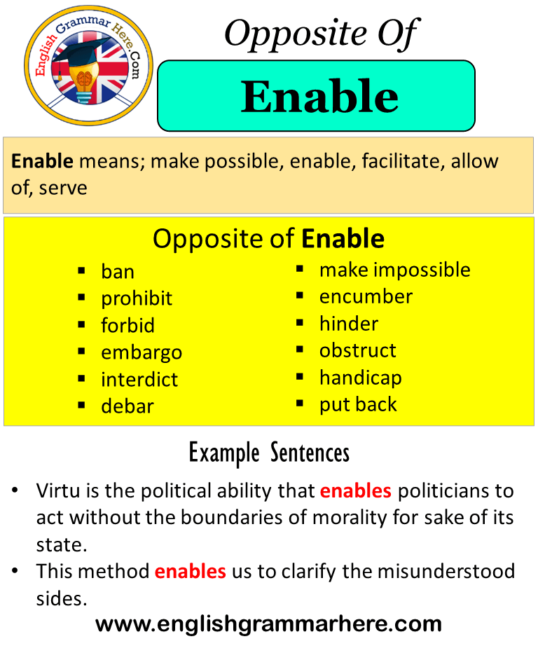 Opposite Of Enable Antonyms Of Enable Meaning And Example Sentences 