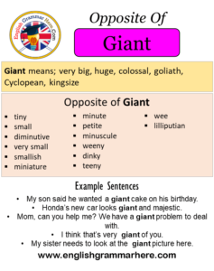 Opposite Of Giant, Antonyms of Giant, Meaning and Example Sentences ...