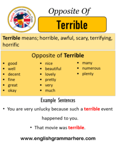 Opposite Of Terrible, Antonyms of Terrible, Meaning and Example ...