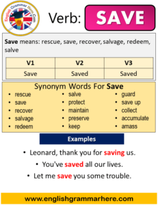 Save Past Simple in English, Simple Past Tense of Save, Past Participle ...