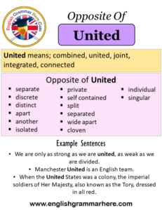 Opposite Of United, Antonyms of United, Meaning and Example Sentences ...
