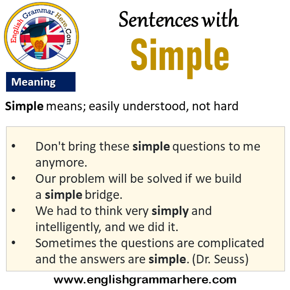 Sentences With Simple Simple In A Sentence And Meaning English 