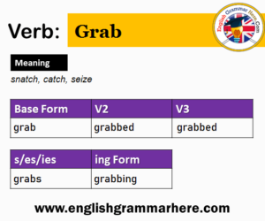 Grab V1 V2 V3 V4 V5, Past Simple and Past Participle Form of Grab ...