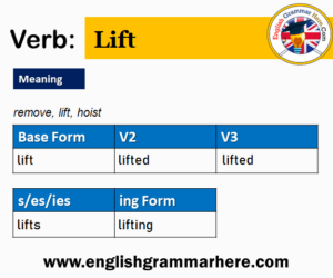 Lift V1 V2 V3 V4 V5, Past Simple and Past Participle Form of Lift ...