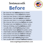 Sentences with Before, Before in a Sentence in English, Sentences For ...