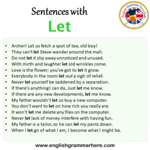 Sentences with Let, Let in a Sentence in English, Sentences For Let ...