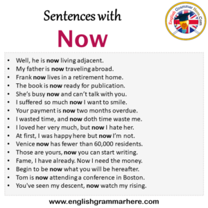 Sentences with Now, Now in a Sentence in English, Sentences For Now ...