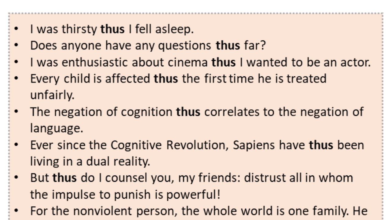 Using Thus In English Example Sentences With Thus Using
