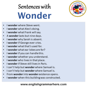 Sentences with Wonder, Wonder in a Sentence in English, Sentences For ...