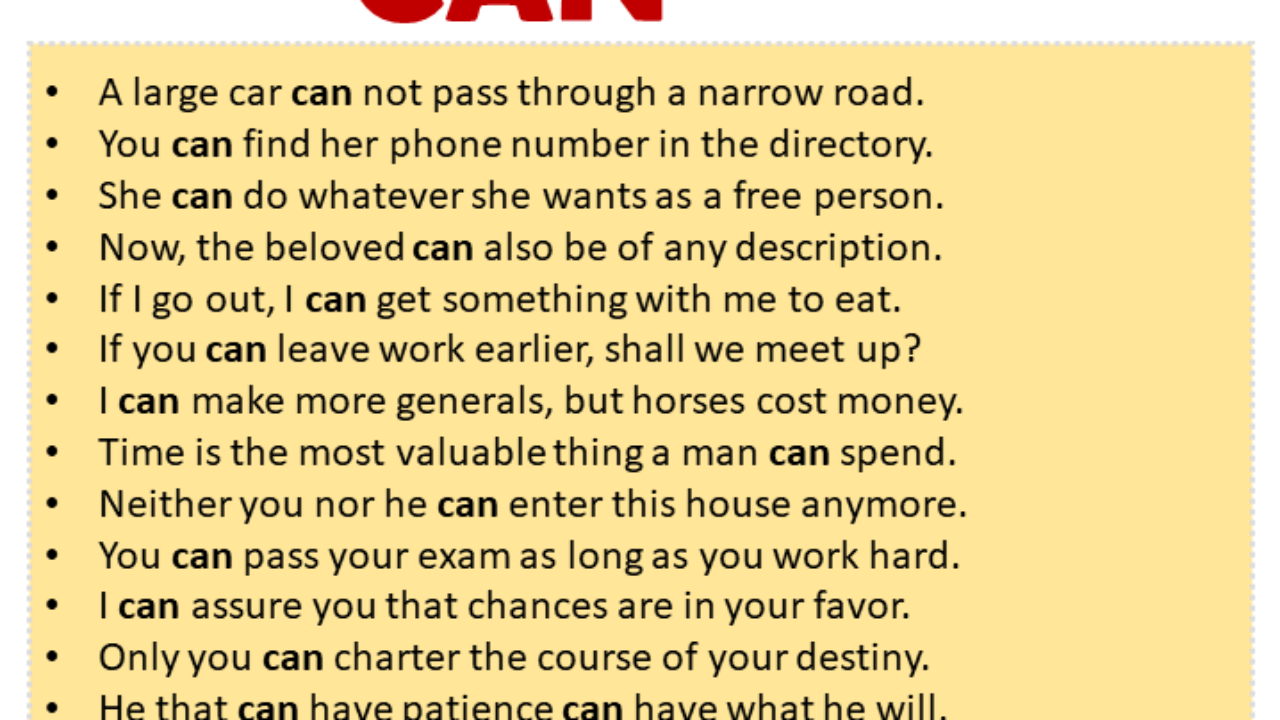 200 Modal Verb CAN Sentences Examples, CAN Sentences, 43% OFF