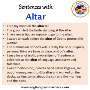 Sentences with Altar, Altar in a Sentence in English, Sentences For ...