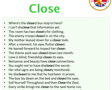 Sentences For Close Archives - English Grammar Here