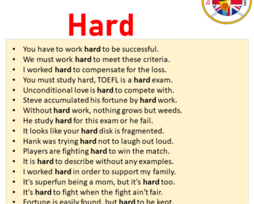 Hard in a Sentence in English Archives - English Grammar Here