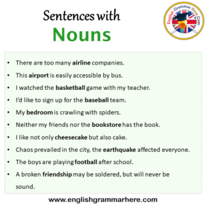 Sentences with Nouns, Nouns in a Sentence in English, Sentences For ...