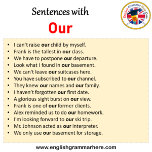 Sentences with Our, Our in a Sentence in English, Sentences For Our ...