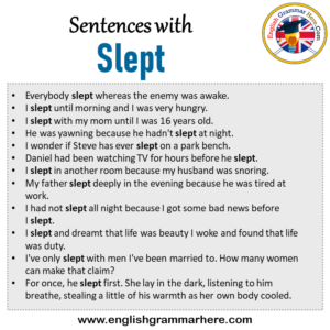 Sentences with Slept, Slept in a Sentence in English, Sentences For ...