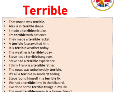 Sentences For Terrible Archives - English Grammar Here