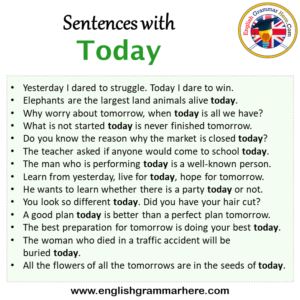Sentences with Today, Today in a Sentence in English, Sentences For ...
