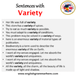 Sentences with Variety, Variety in a Sentence in English, Sentences For ...