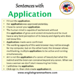 Sentences with Application, Application in a Sentence in English ...