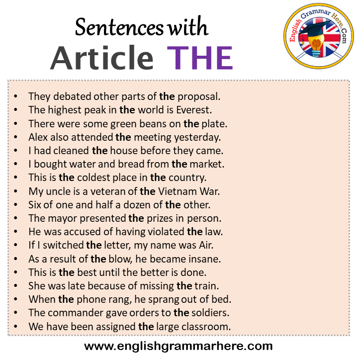Sentences With Article THE Article THE In A Sentence In English Sentences With Article THE Article THE In A Sentence In English