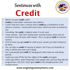 Sentences with Credit, Credit in a Sentence in English, Sentences For ...