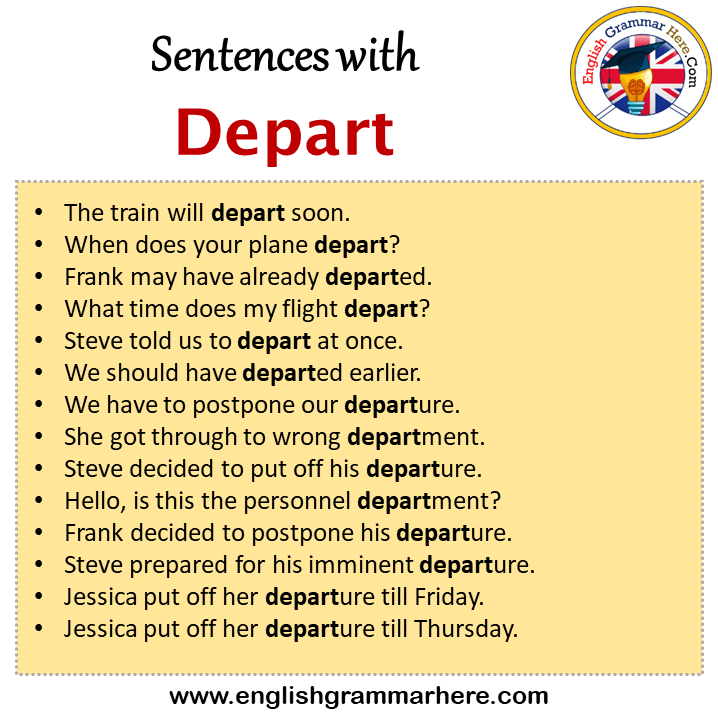 Sentences With Depart Depart In A Sentence In English Sentences For Sentences With Depart Depart In A Sentence In English Sentences For