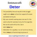 Sentences with Deter, Deter in a Sentence in English, Sentences For ...