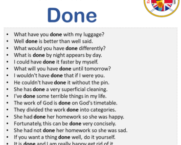 Sentences with Done Archives - English Grammar Here