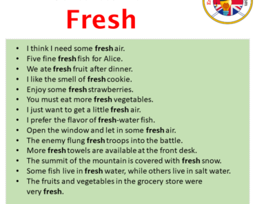Fresh in a Sentence in English Archives - English Grammar Here