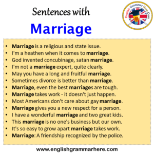 Sentences with Marriage, Marriage in a Sentence in English, Sentences ...