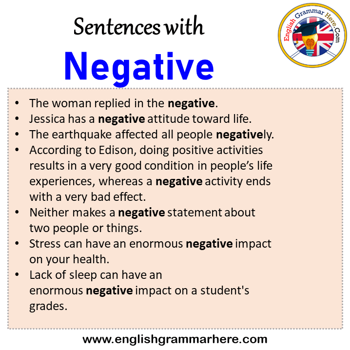 Sentences With Negative Negative In A Sentence In English Sentences Sentences With Negative Negative In A Sentence In English Sentences