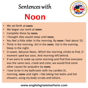 Sentences with Noon, Noon in a Sentence in English, Sentences For Noon ...