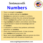 Sentences with Numbers, Numbers in a Sentence in English, Sentences For ...