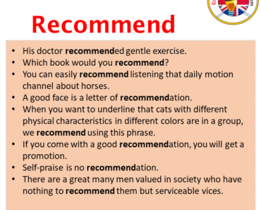 Sentences with Recommend Archives - English Grammar Here